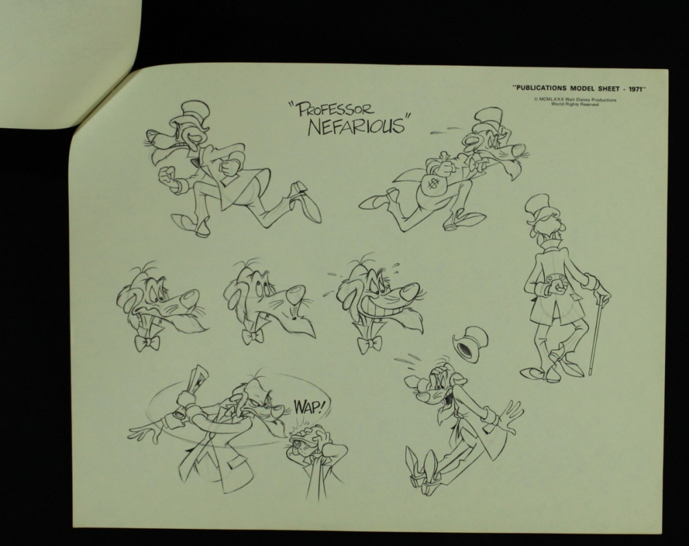 Walt Disney 1971 Original "Professor Nefarious" Animation Model Sheet ...