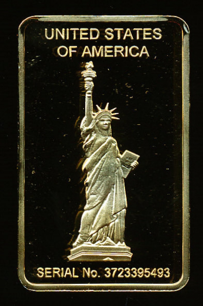 1 Troy Ounce 100 Mills 999 24K Gold Clad USA Statue Of Liberty Limited 1 Troy Ounce 100 Mills 999 24K Gold Clad USA Statue Of Liberty Limited
