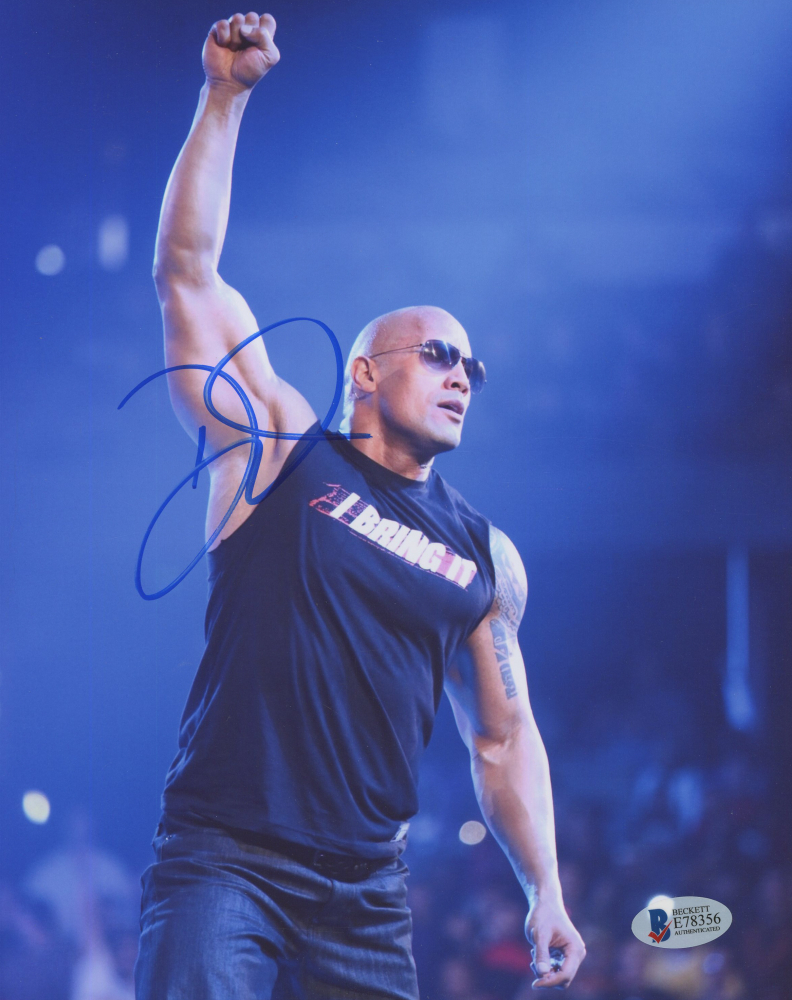 Dwayne "The Rock" Johnson Signed WWE 8x10 Photo (Beckett COA ...