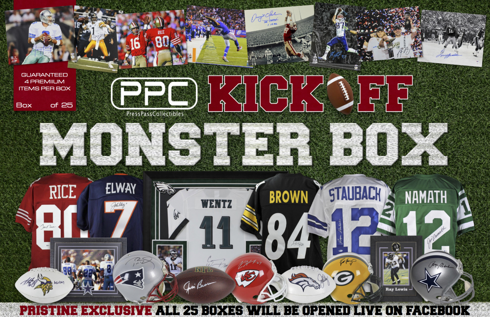 PPC "Kickoff Monster Box” Football Mystery Box – 4 Premium Hits Per Box – Autographed Football ...