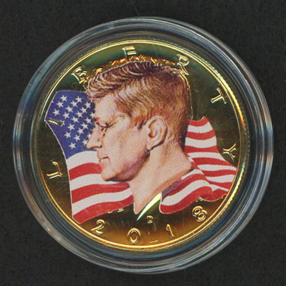 John F. Kennedy Colorized 24kt Gold Plated U.S. Kennedy Half Dollar ...