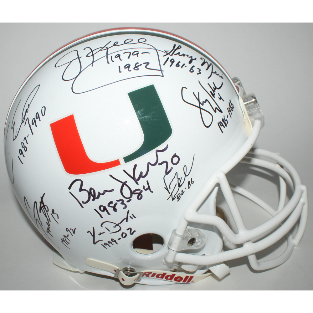 Miami Hurricanes Full-Size Authentic Helmet Signed by (8) with Jim ...
