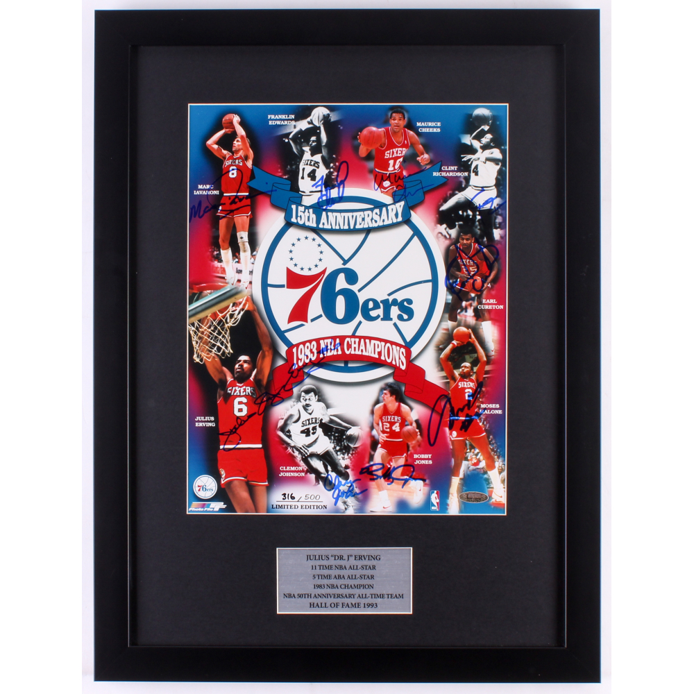 76ers 1983 NBA World Champions LE 17x22.5 Custom Framed Display Team ...