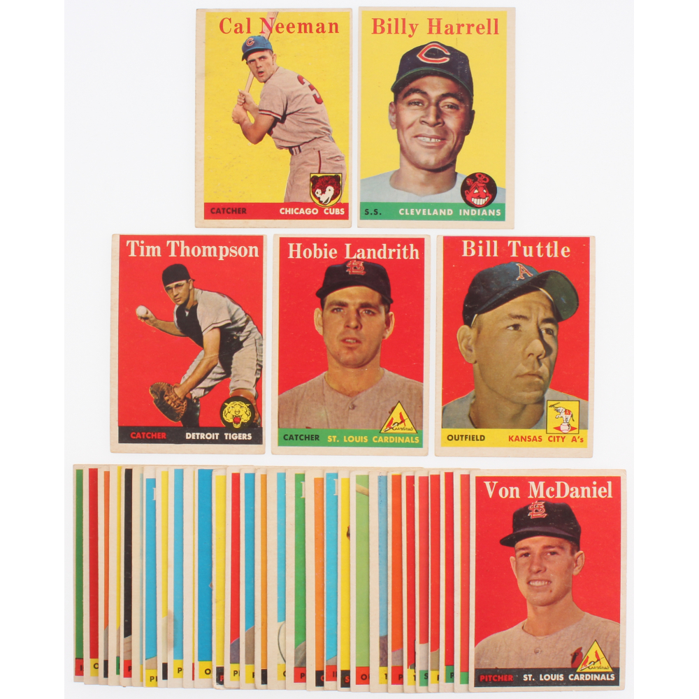 Lot of (34) 1958 Topps Baseball Cards with #443 Billy Harrell RC, #33A ...