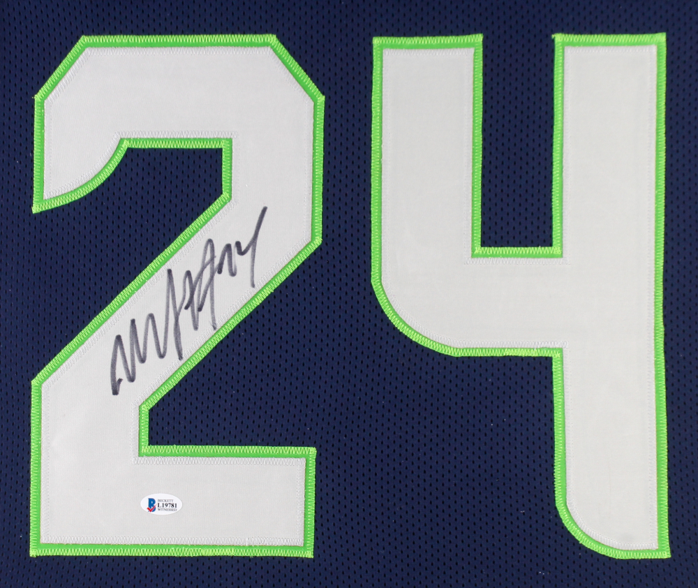 Marshawn Lynch Signed Seahawks 35x43 Custom Framed Jersey (Beckett COA ...