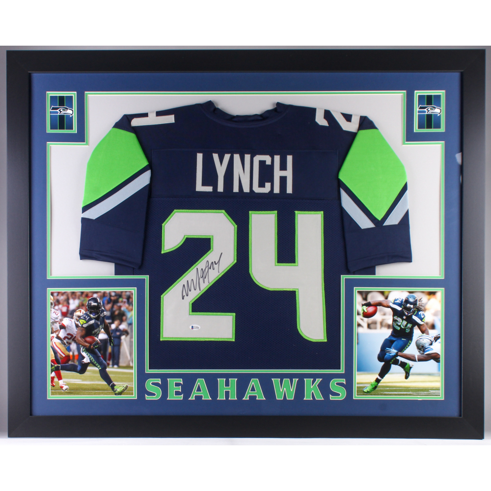 Marshawn Lynch Signed Seahawks 35x43 Custom Framed Jersey (Beckett COA ...