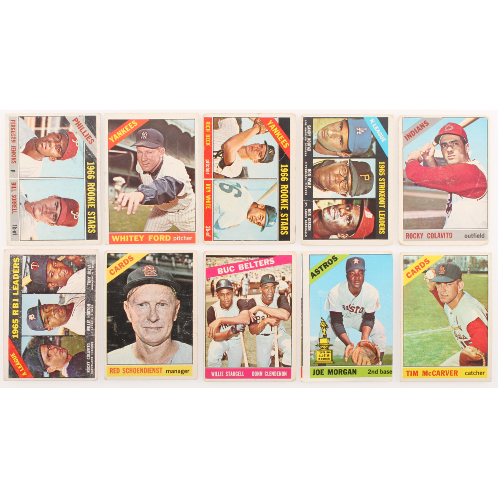 Lot of (10) 1966 Topps Baseball Cards with #160 Whitey Ford and #254 ...