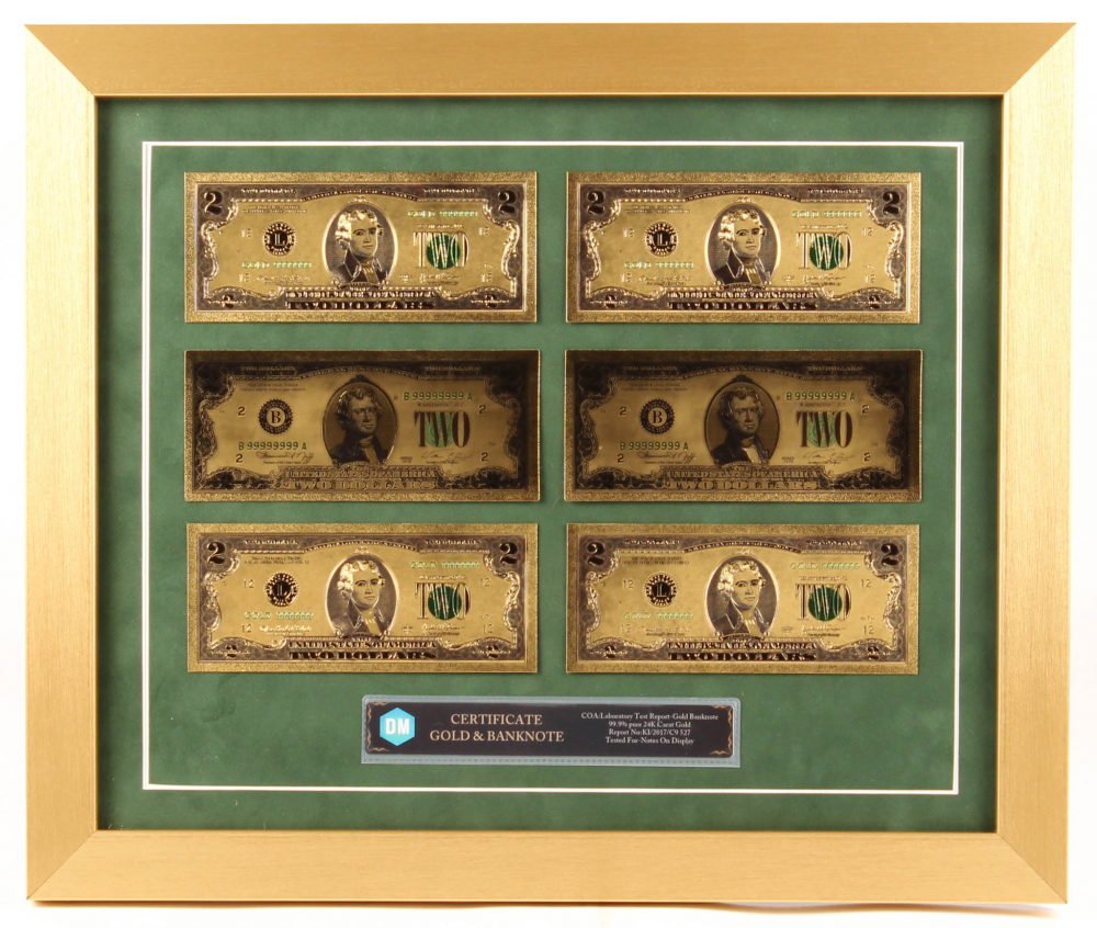 Gold US Banknote 15x18 Custom Framed Display | Pristine Auction