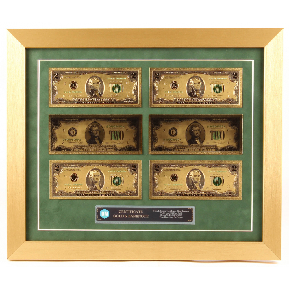Gold US Banknote 15x18 Custom Framed Display | Pristine Auction