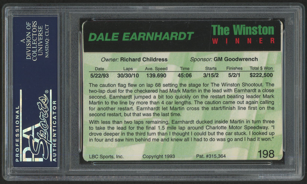 Dale Earnhardt Sr. Signed 1993 Action Packed #198 Dale Earnhardt WIN ...