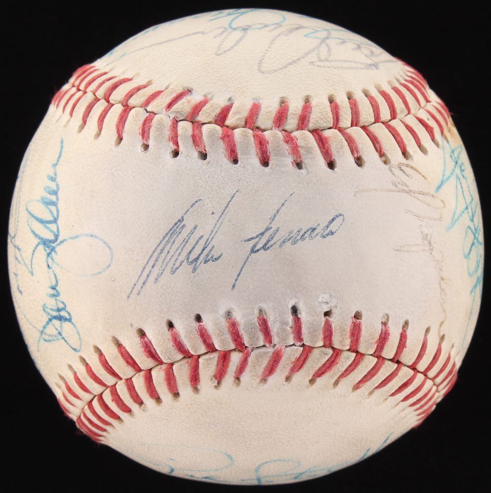 Cleveland Indians Logo Baseball Signed by (16) with Rick Sutcliffe, Dan ...