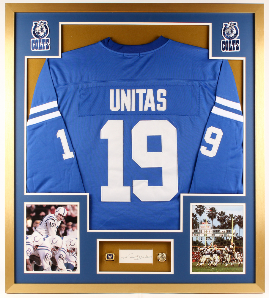Johnny Unitas Signed Colts 34x38 Custom Framed Cut Display (PSA ...
