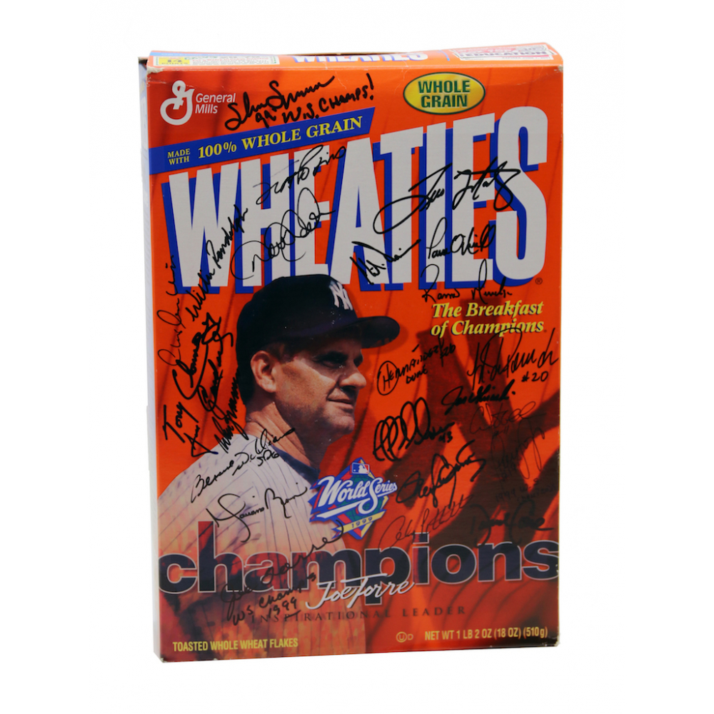 1999 Yankees Team-Signed Wheaties Cereal Box Signed by (24) with Joe ...