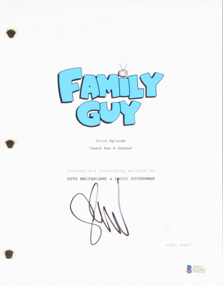 Seth MacFarlane Signed "Family Guy" Full Pilot Script (Beckett COA ...