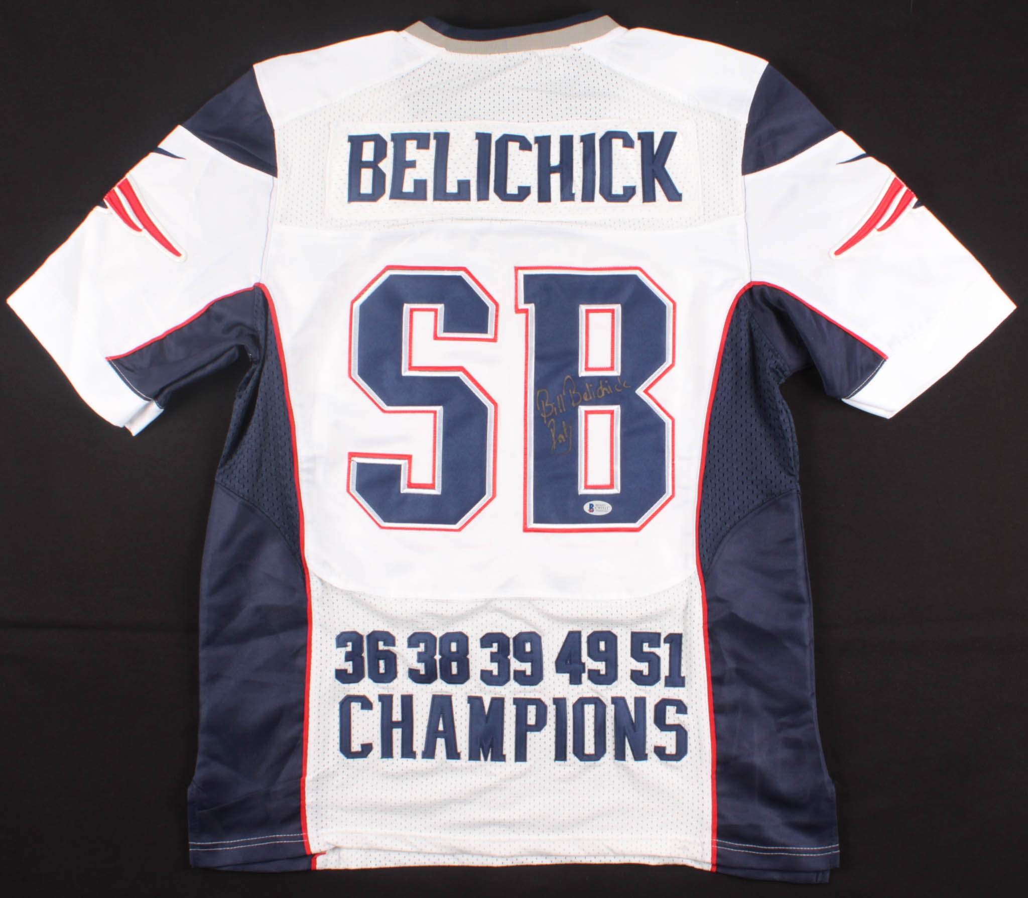 Bill Belichick Signed Patriots Super Bowl Champions Jersey Inscribed ...