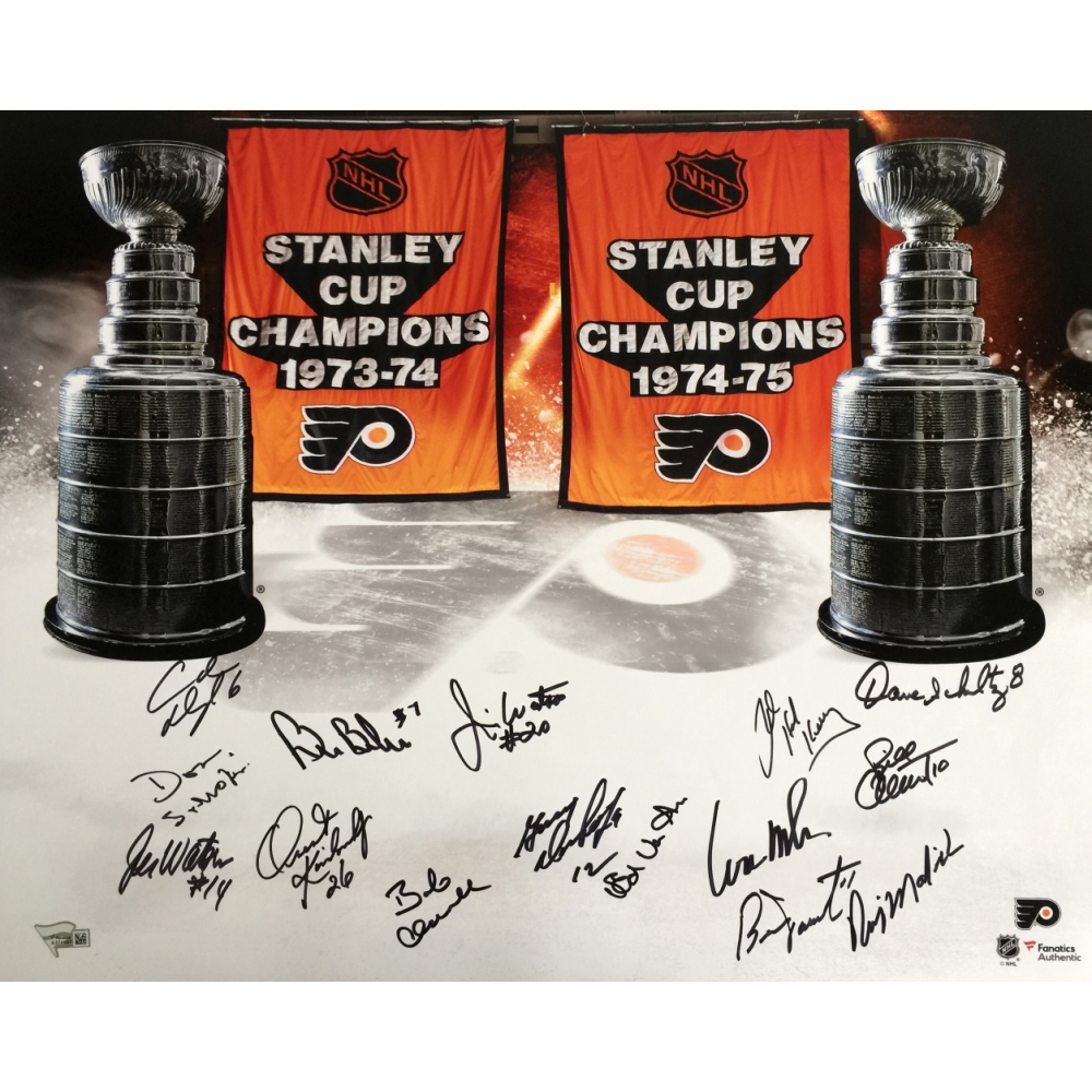 1973-75 Flyers 16x20 Photo Signed by (15) with Andre Dupont, Bernie ...