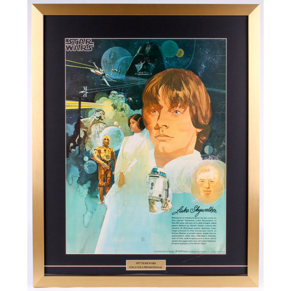 Vintage 1977 "Star Wars" Luke Skywalker 24x30 Custom Framed Coca-Cola ...