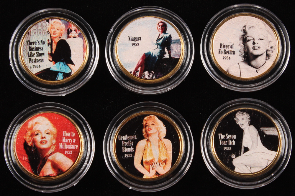 Set of (6) Marilyn Monroe Movies 24K Gold Plated Colorized Quarters ...