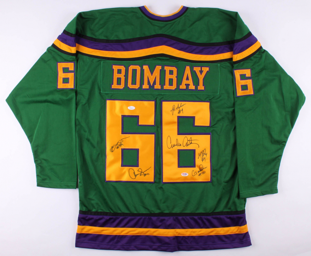 "The Mighty Ducks" Jersey Signed by (6) with Emilio Estevez, Brandon ...