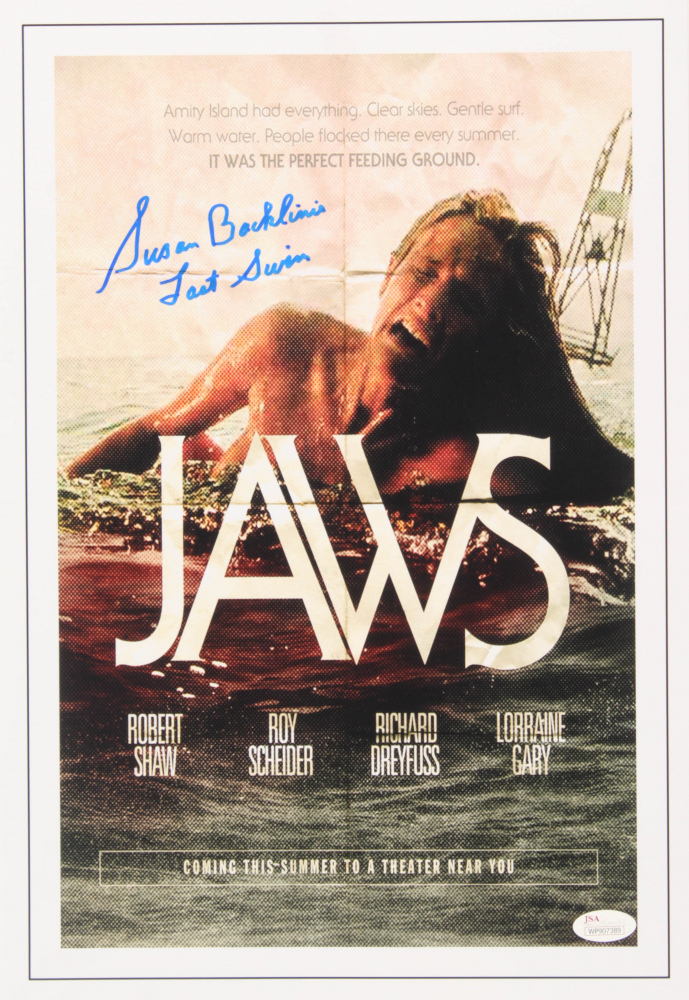 Susan Backlinie Signed "Jaws" 11x17 Movie Poster Photo Inscribed "Last ...