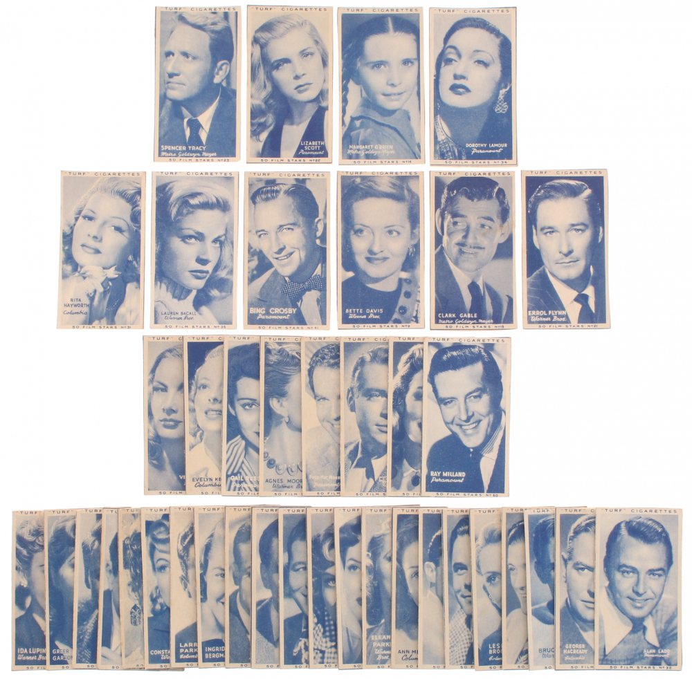 1947 Turf "Film Stars" Near Complete Set of (40/50) Cigarette Cards ...
