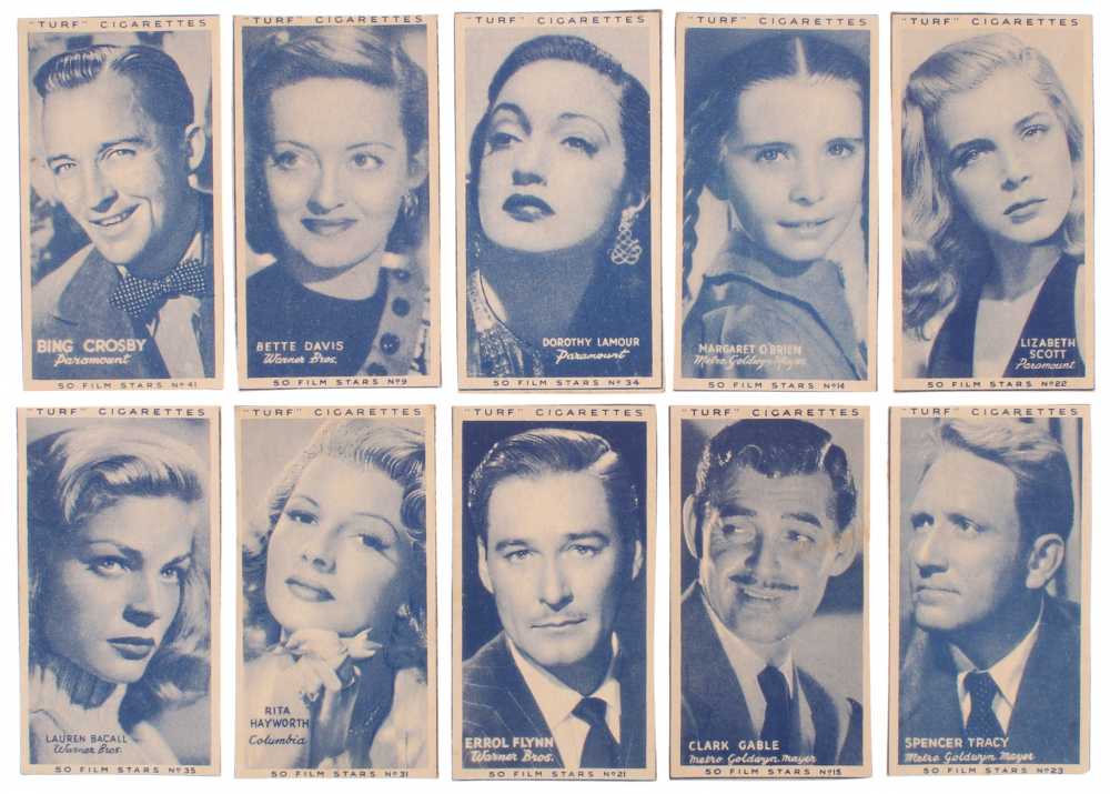 1947 Turf "Film Stars" Near Complete Set of (40/50) Cigarette Cards ...