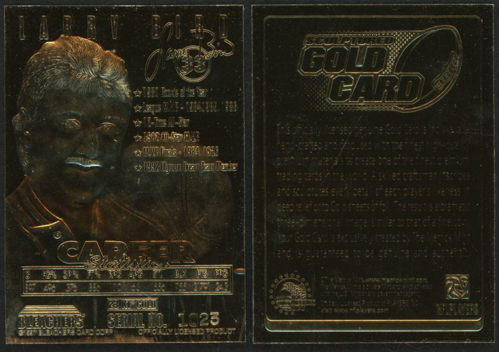 Lot of (2) Trading Cards with 2005 Merrick Mint Sculpted Gold Card #1 ...