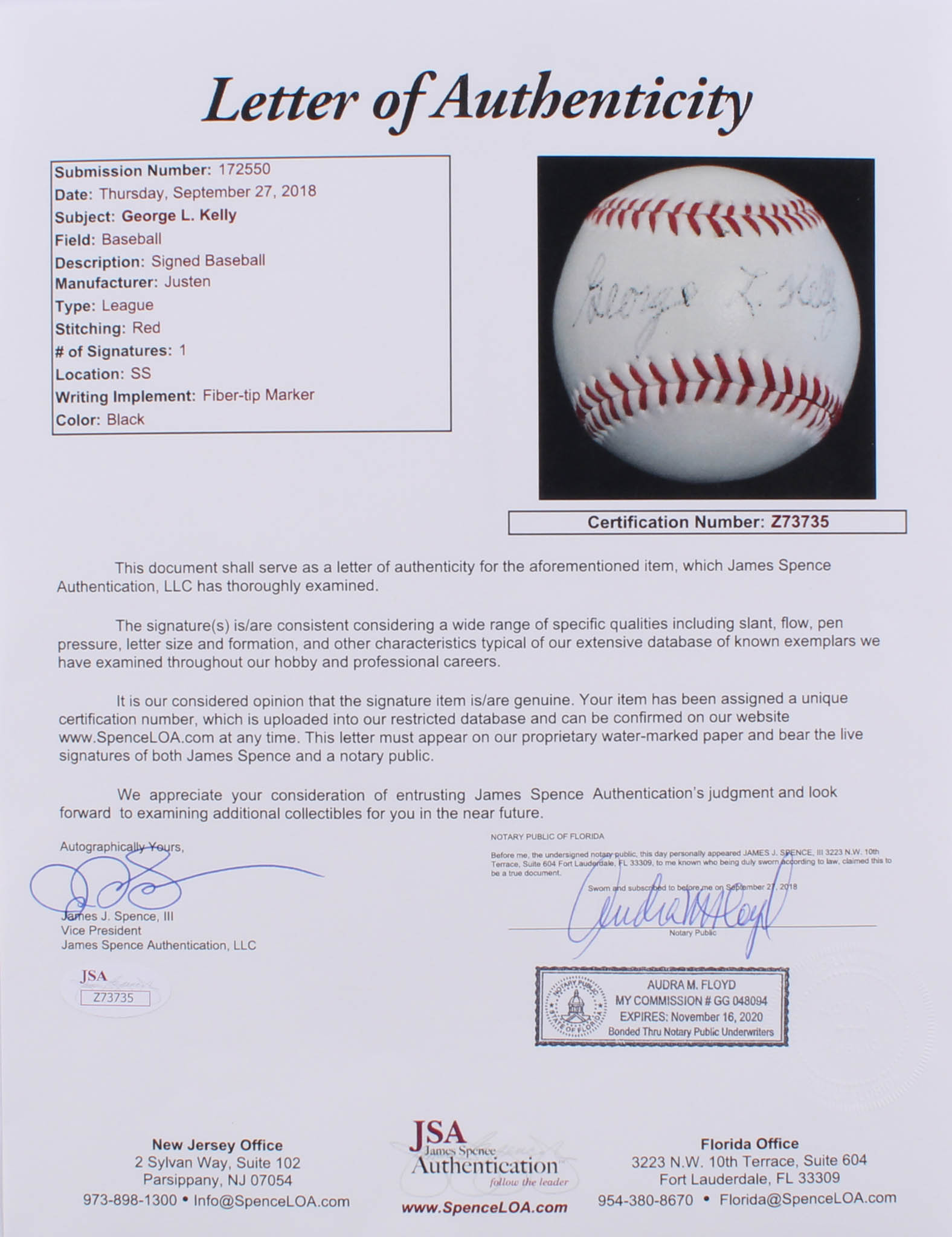 George Kelly Signed Baseball (JSA LOA) | Pristine Auction