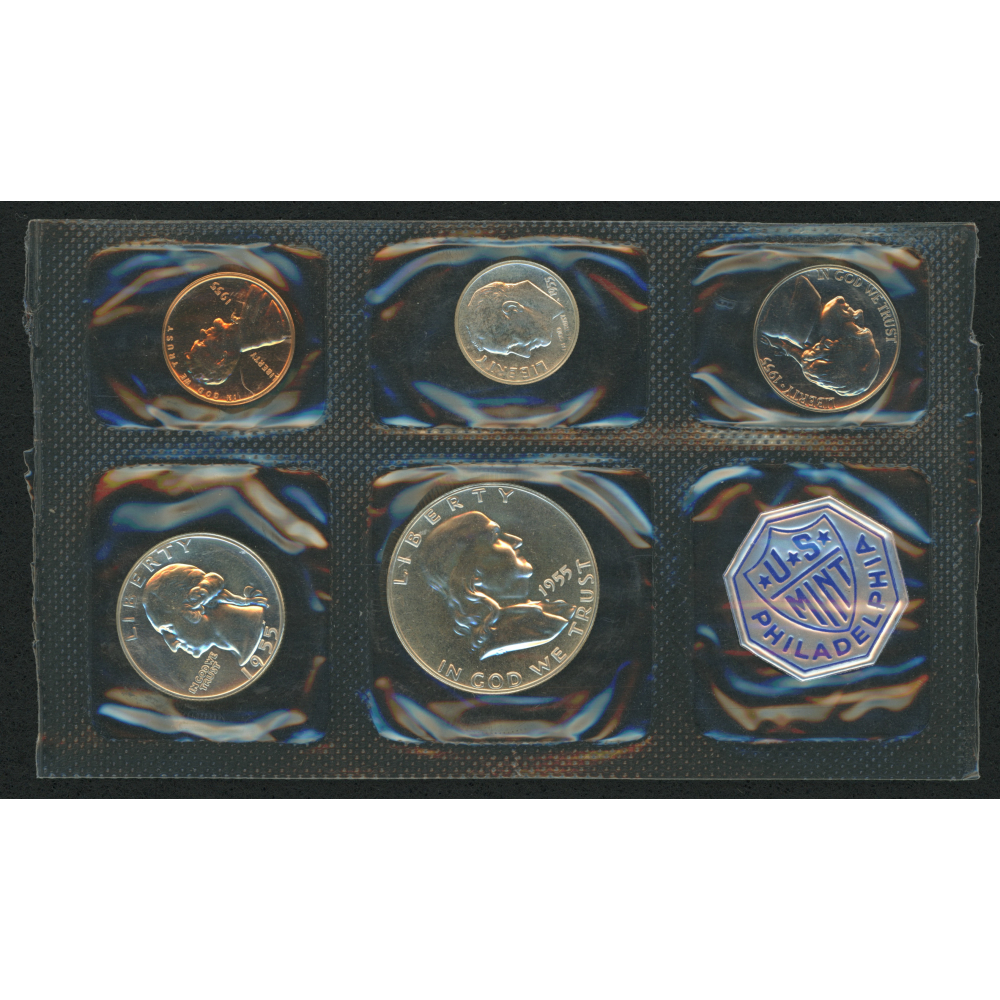 1955 United States Philadelphia Mint Proof Set with (5) Coins ...