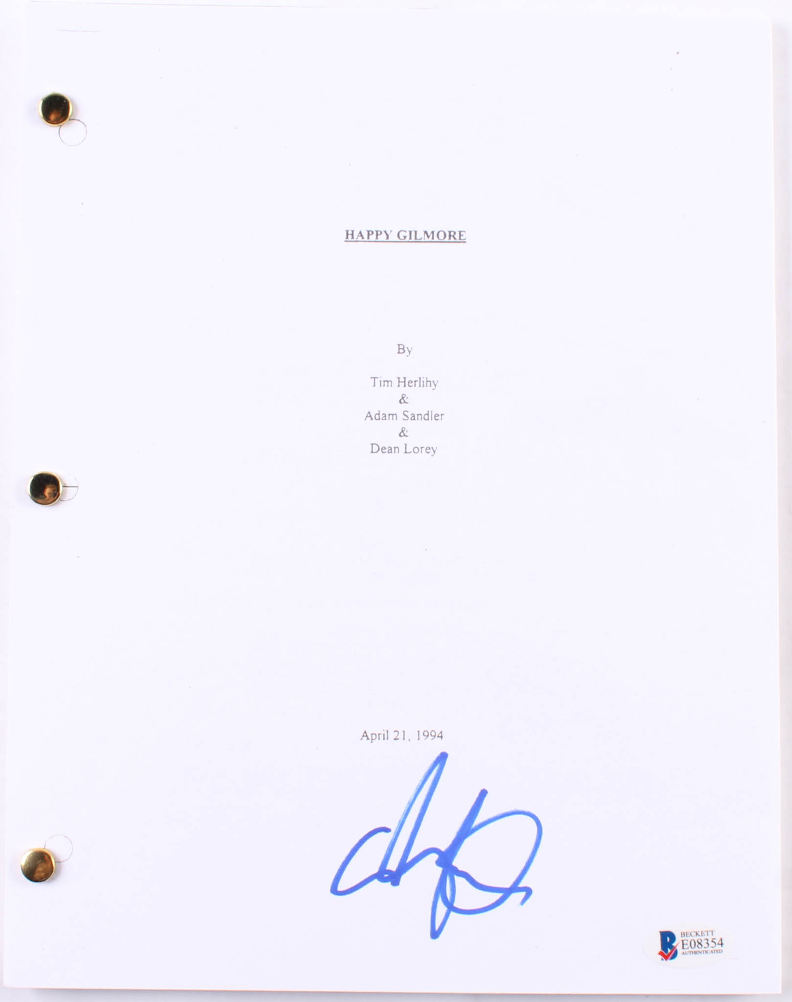 Adam Sandler Signed "Happy Gilmore" Full Movie Script (Beckett COA ...