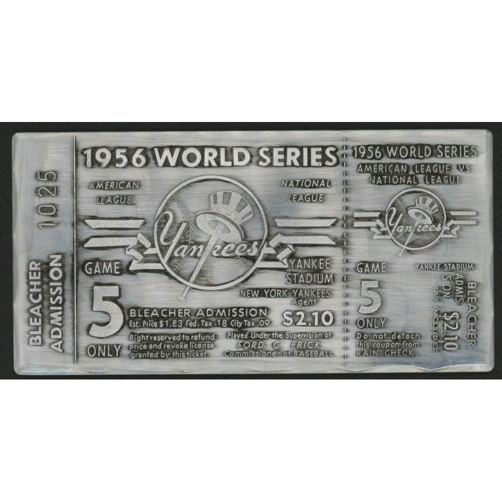 1956 Yankees World Series Game 5 Metal Ticket | Pristine Auction