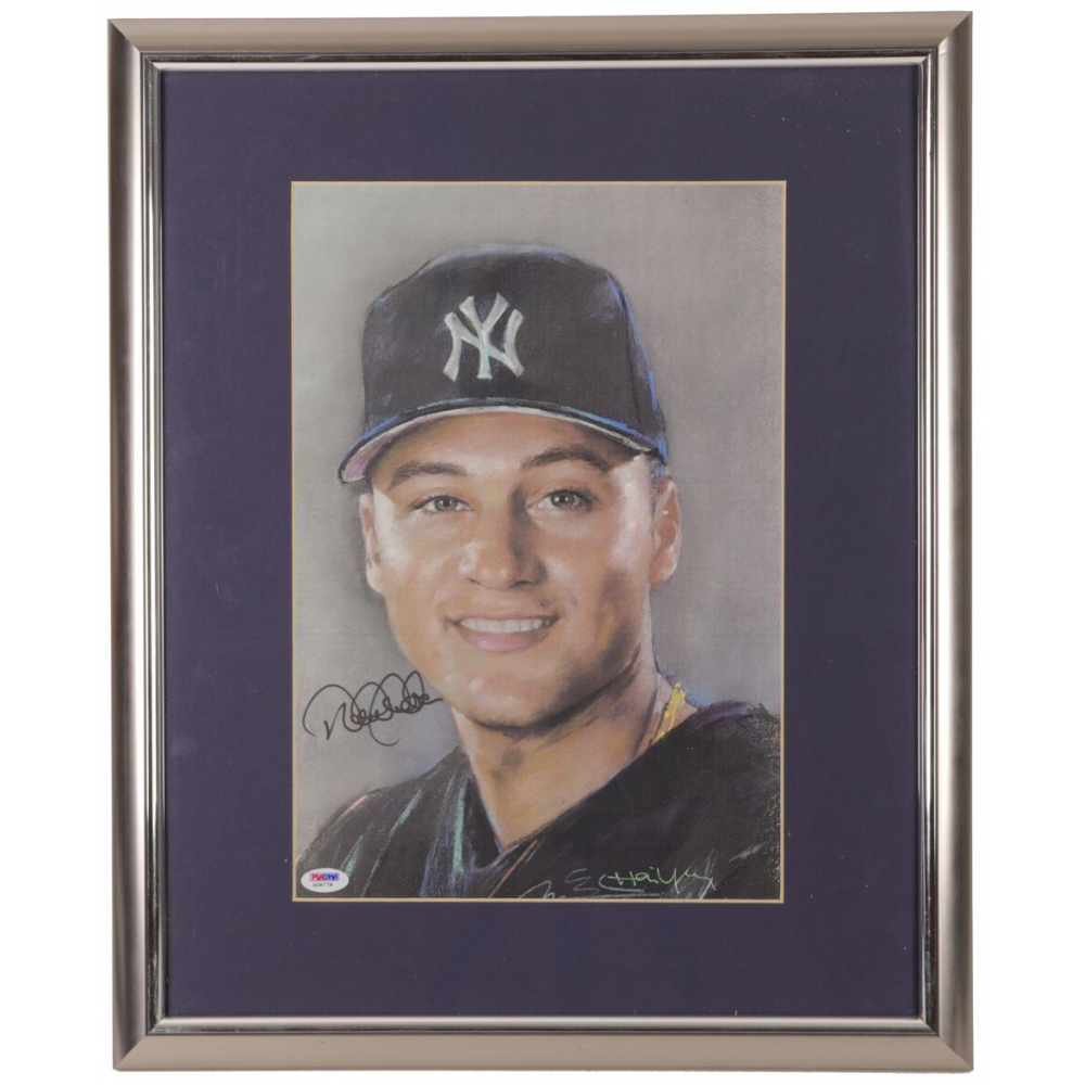 Derek Jeter Signed Yankees 18x22 Framed Lithograph Display (PSA ...