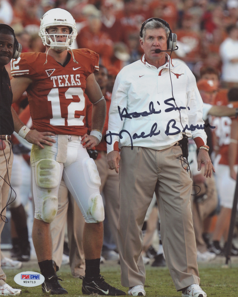 Mack Brown Signed Texas Longhorns 8x10 Photo Inscribed "Hook 'Em" (PSA ...