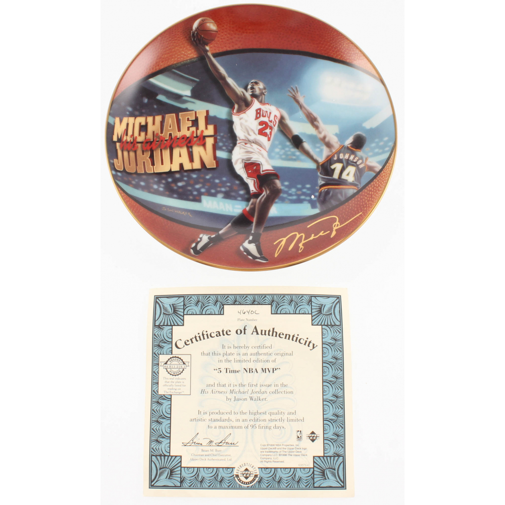 Michael Jordan Upper Deck "5 Time NBA MVP" LE Porcelain Plate ...