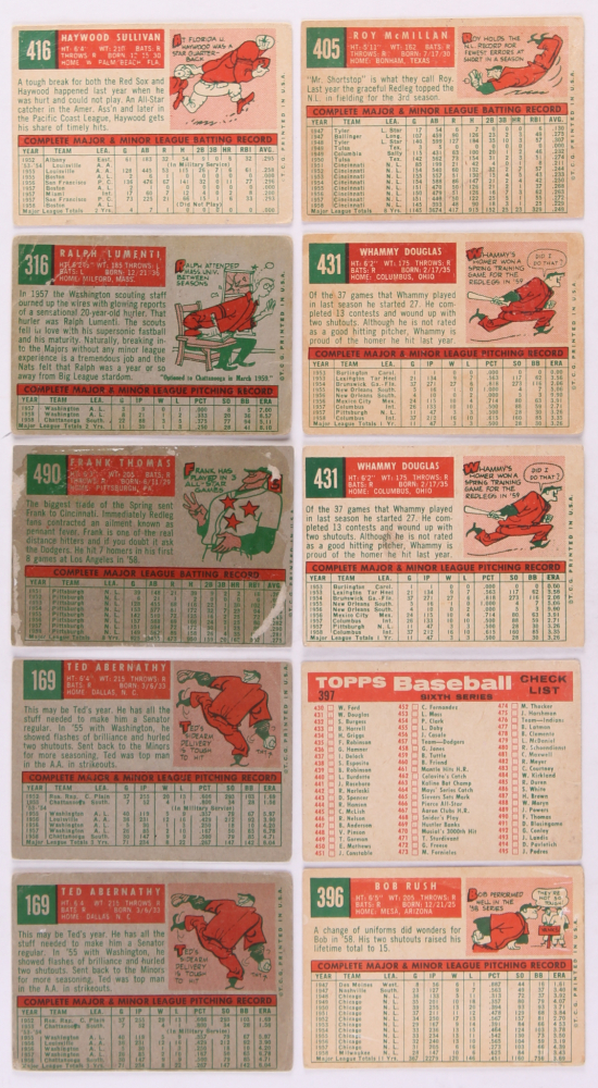 Lot of (10) 1959 Topps Baseball Cards with #397 Washington Senators ...