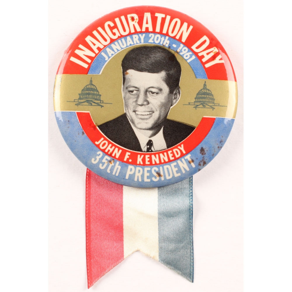 Vintage John F. Kennedy Inauguration Day Pin & RIbbon | Pristine Auction