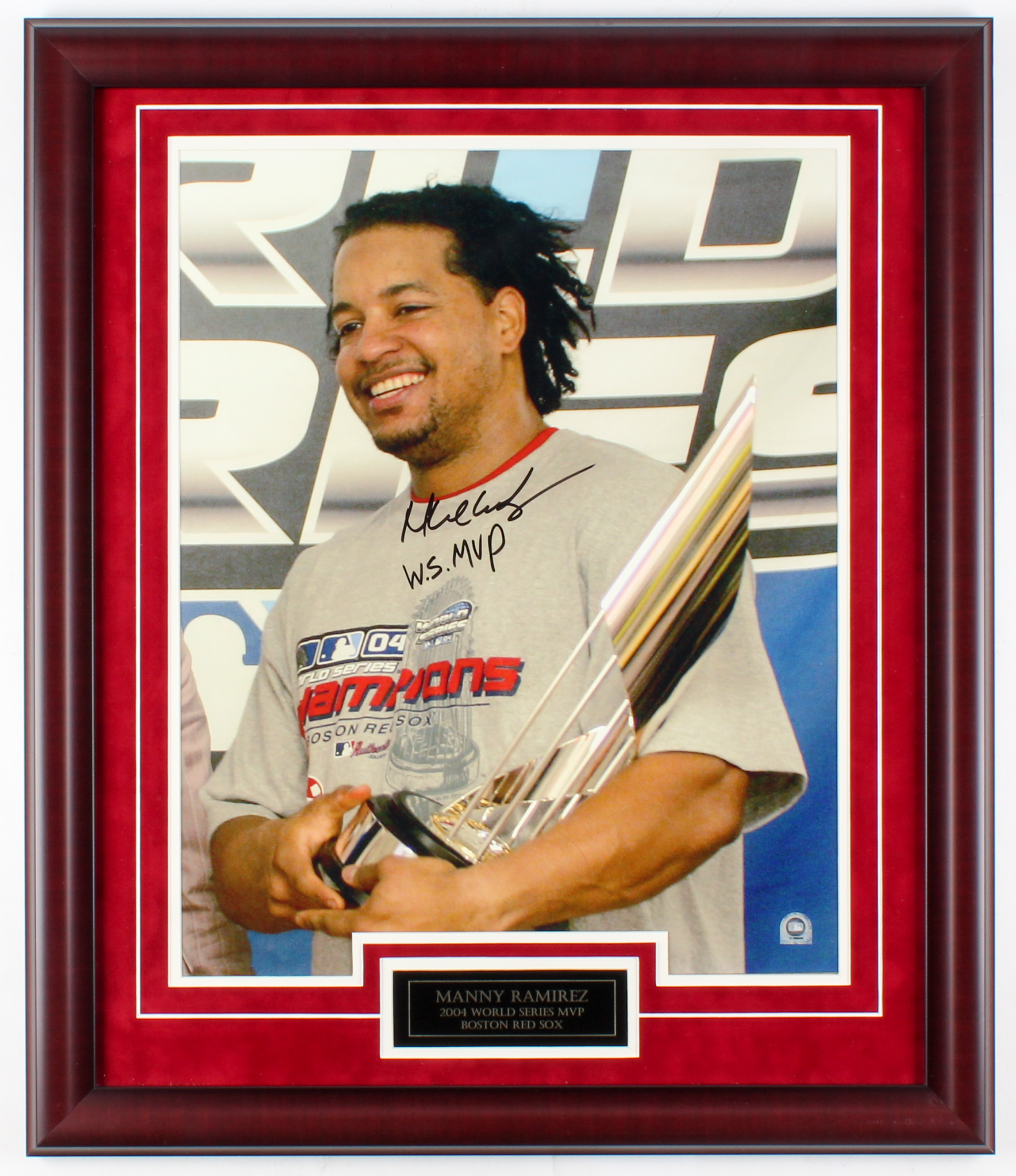 Manny Ramirez Signed Red Sox 27x23 Custom Framed Photo Display ...