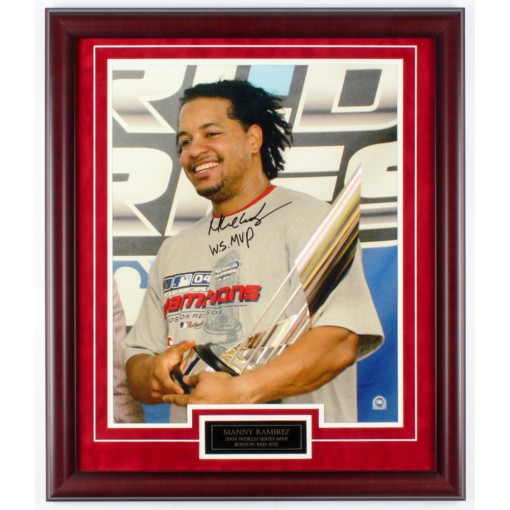 Manny Ramirez Signed Red Sox 27x23 Custom Framed Photo Display ...