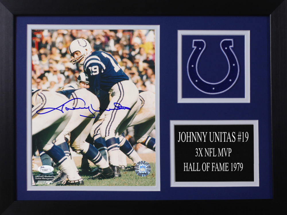 Johnny Unitas Signed Colts 14x18.5 Custom Framed Photo Display (JSA COA ...