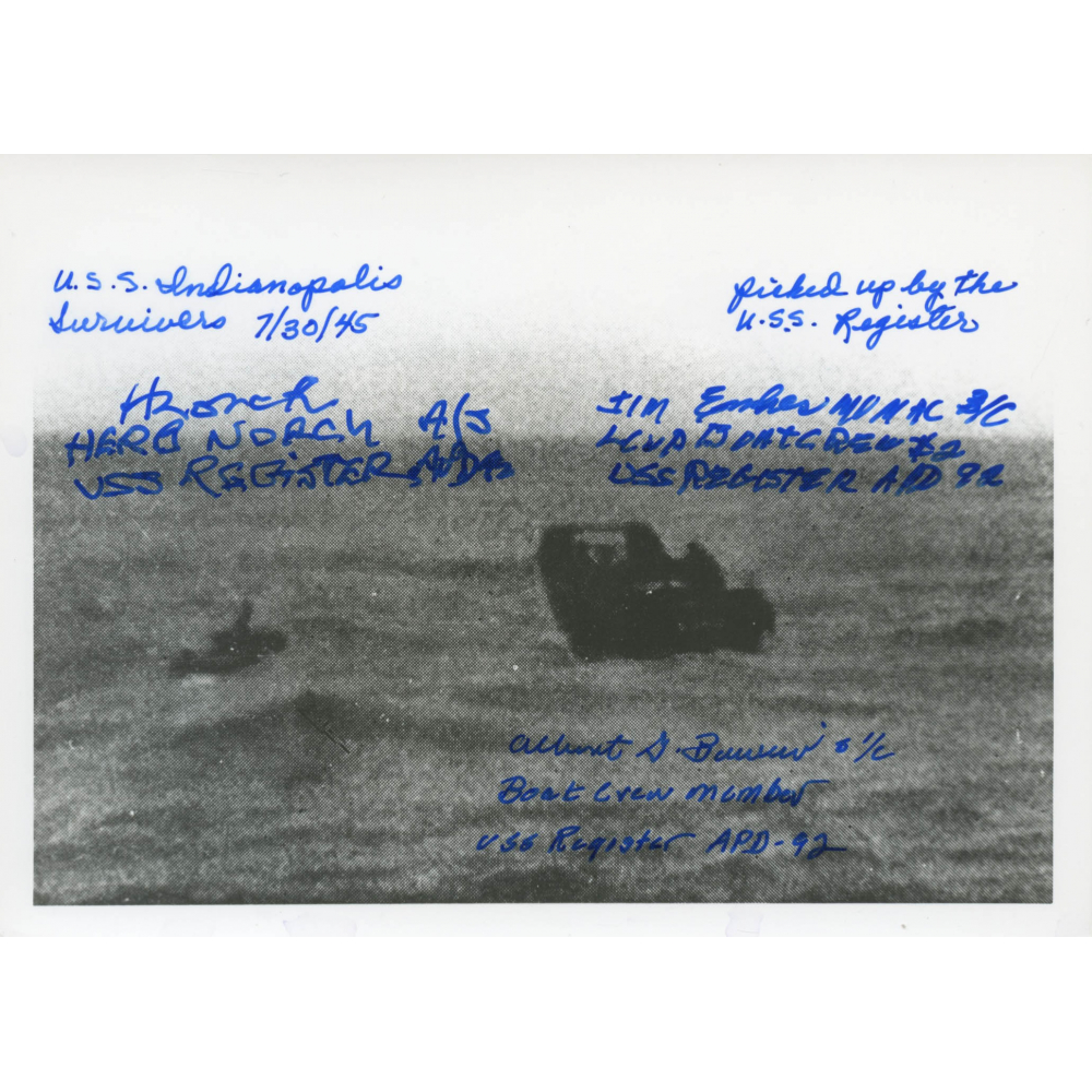 Herb Norch, James Endres, & Albert Bouvier Signed USS Register APD-92 ...