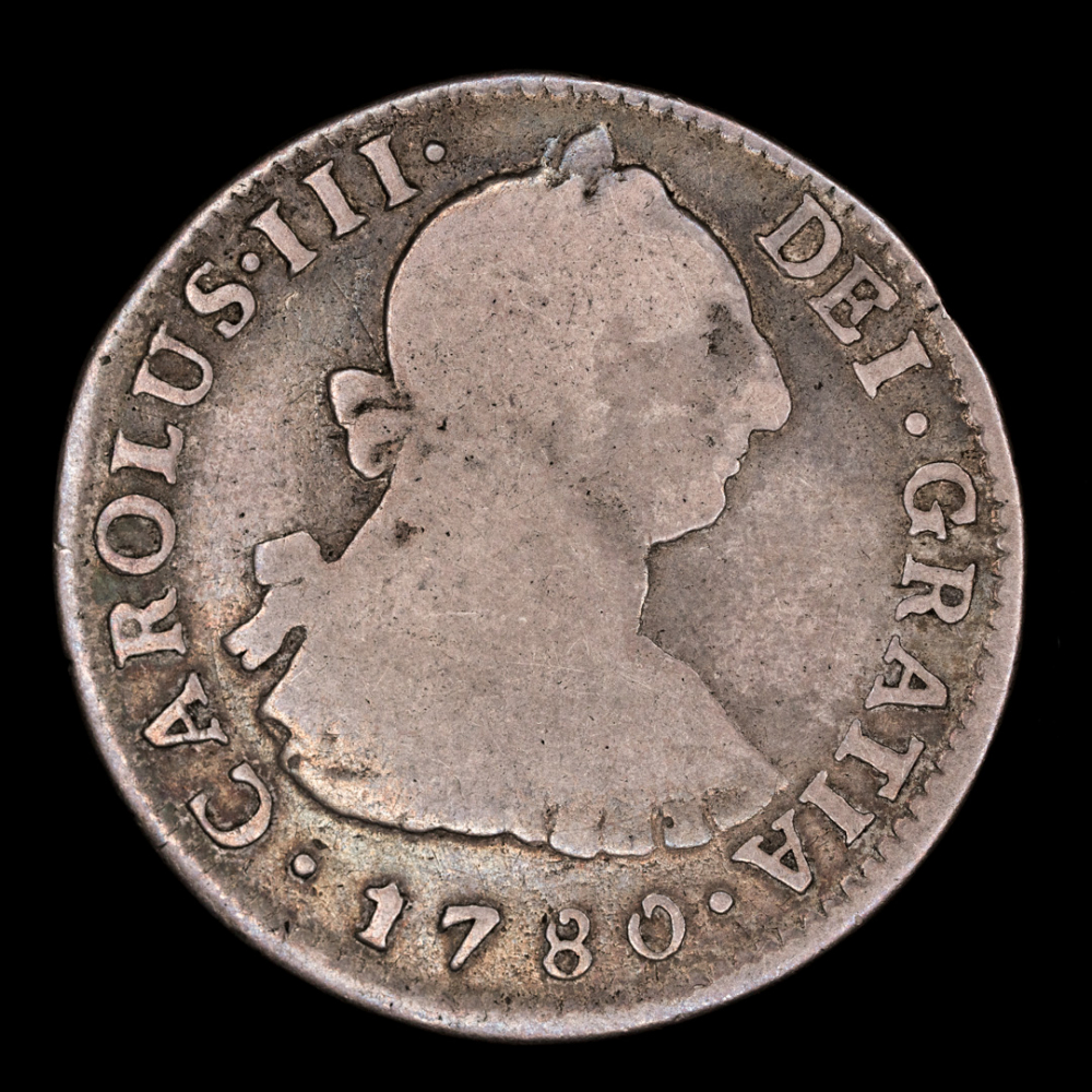 1780-MJ CAROLUS III Peru Spanish Colonial Silver 2 Reales Coin ...