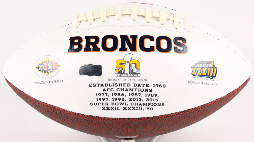 Terrell Davis Signed Broncos Logo Football Inscribed "1998 NFL MVP ...