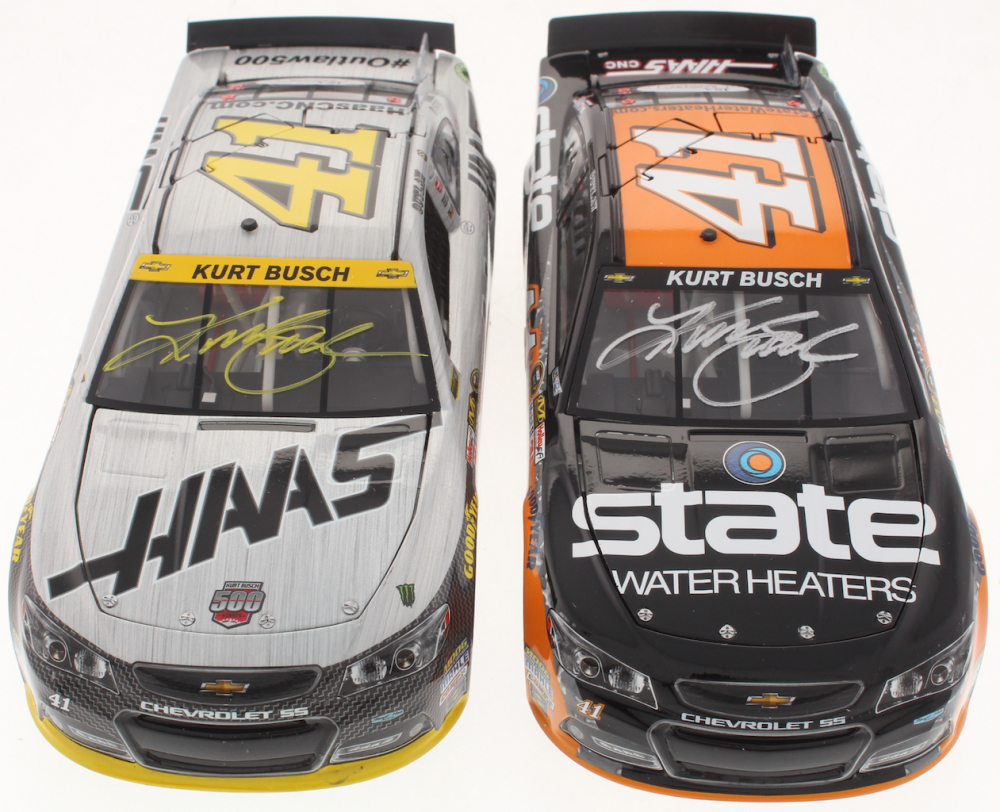 Lot of (2) Kurt Busch 1:24 Die Cast Cars with (1) Signed #41 Haas ...