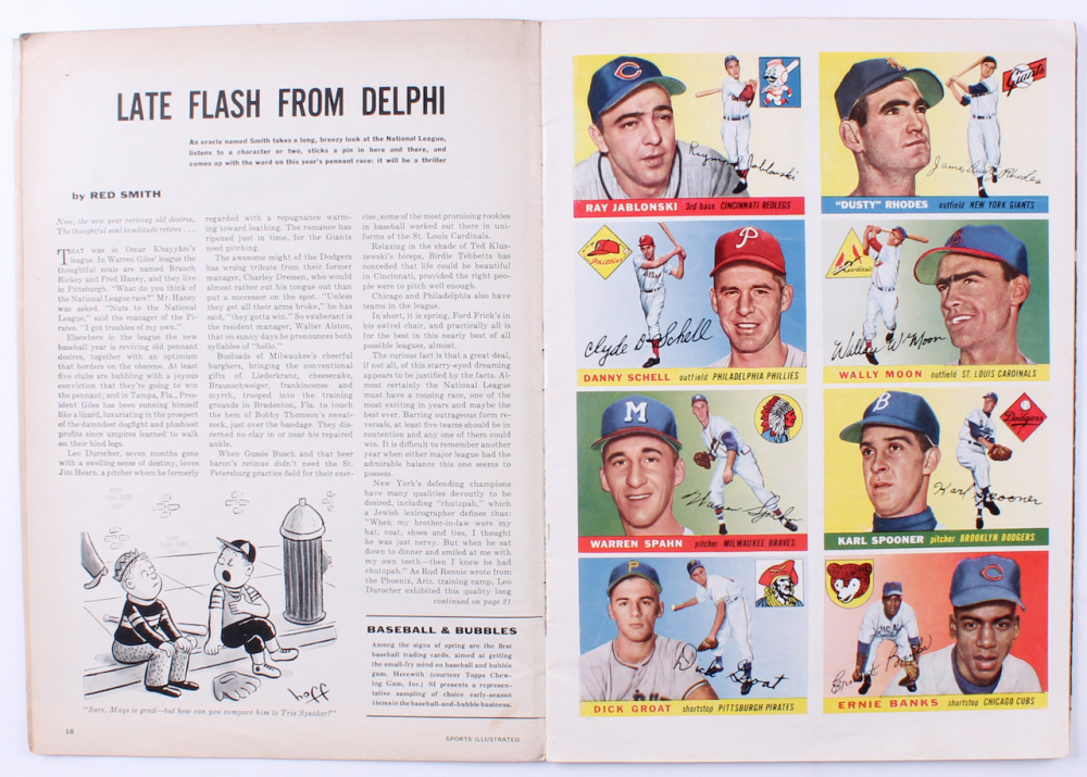 Willie Mays Signed 1955 Sports Illustrated Magazine With Uncut Sheet of ...