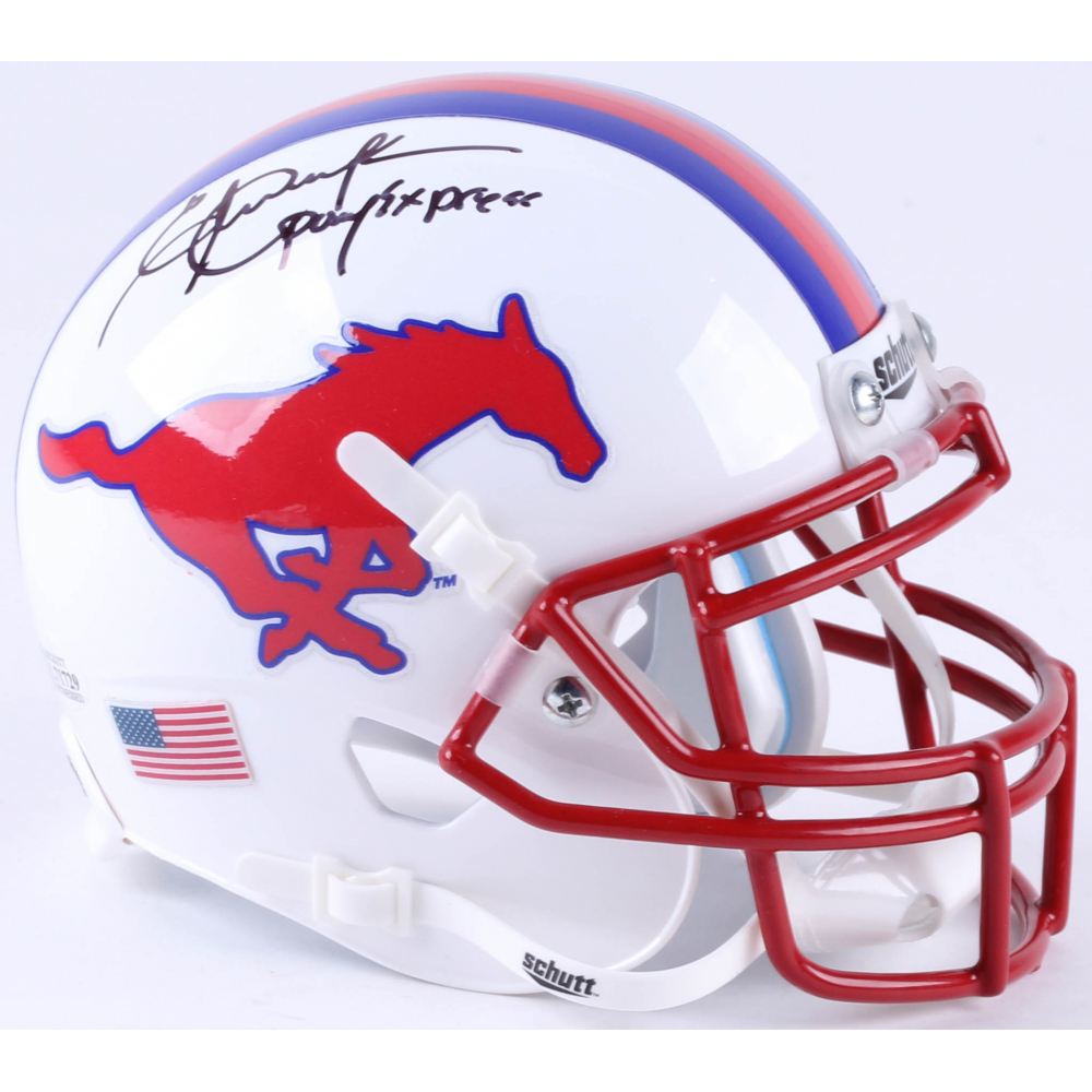 Eric Dickerson Signed SMU Mustangs Mini-Helmet Inscribed "Pony Express ...