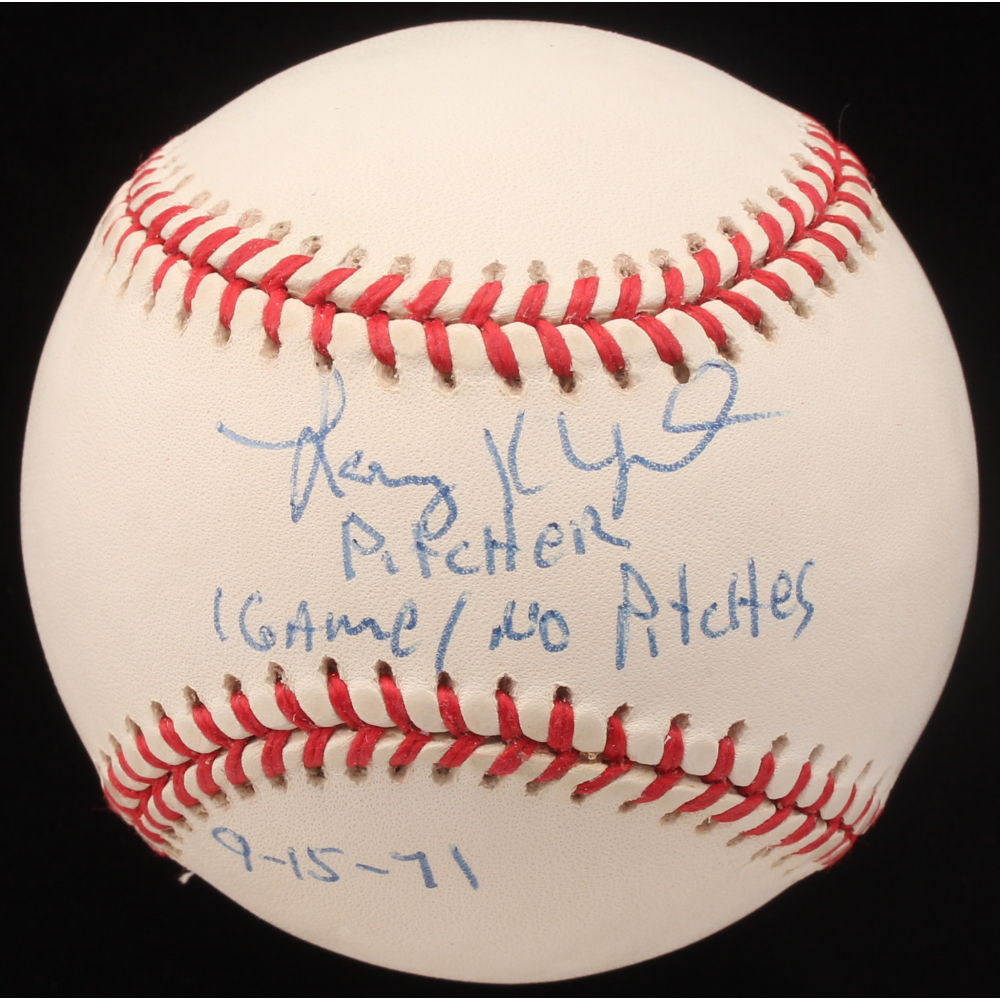 Larry Yount Signed ONL Baseball Inscribed "Pitcher", "1 Game / No ...