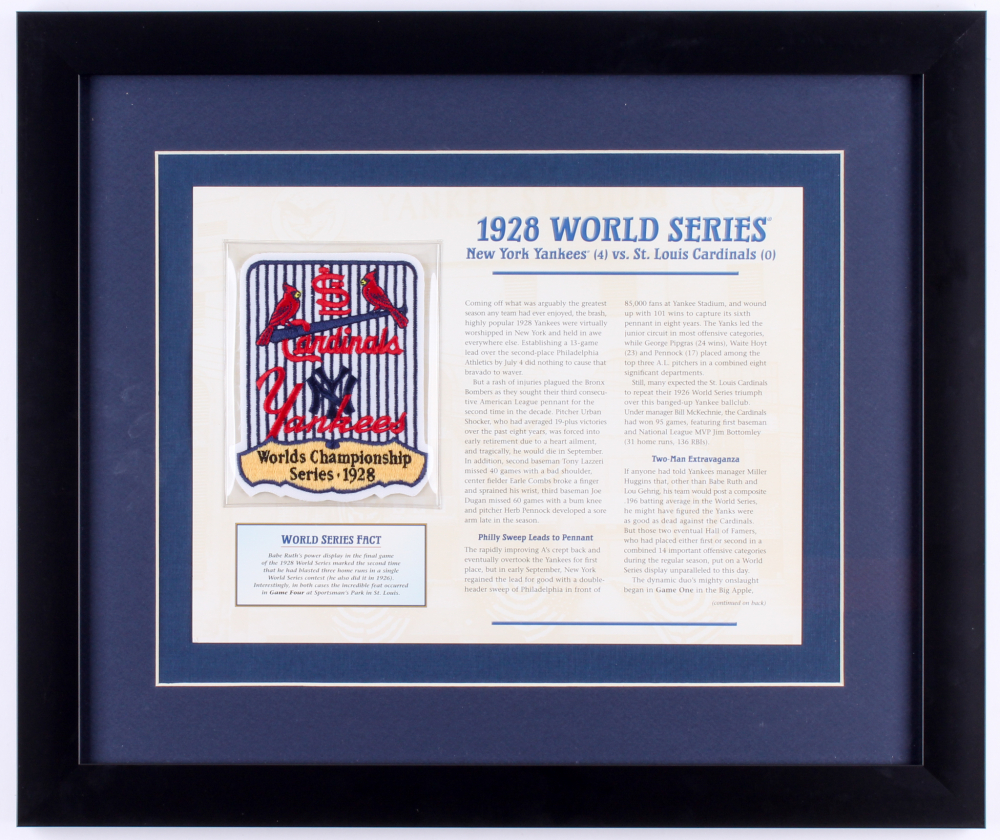 1928 World Series 16x19 Custom Framed History Card Display with Patch ...
