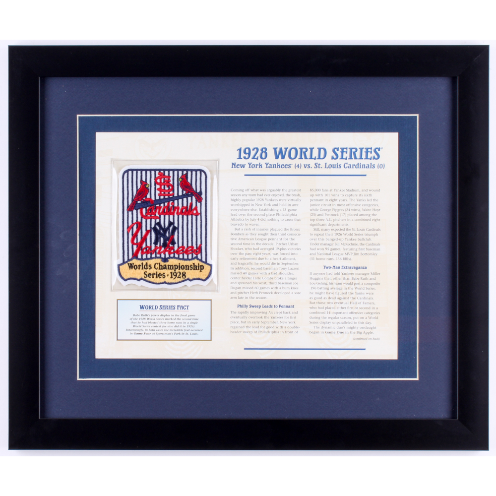 1928 World Series 16x19 Custom Framed History Card Display with Patch ...