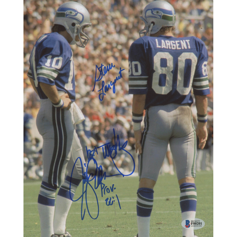 Steve Largent & Jim Zorn Signed Seahawks 8x10 Photo Inscribed "Best ...