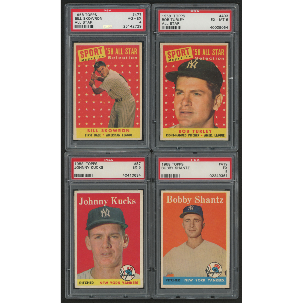 Lot of (4) PSA Graded Yankees 1958 Topps Baseball Cards with #419 Bobby ...